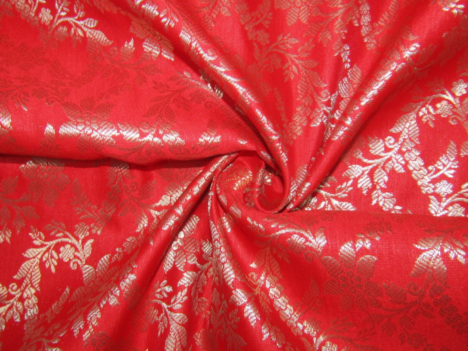 SILK BROCADE Fabric With Metallic Gold Work 44" Wide Available in SIX ...