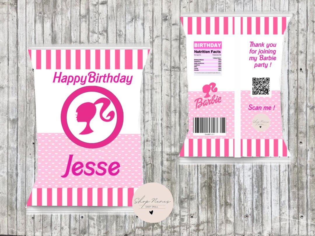 Barbie Chip Bags Barbie Themed Party Themed Chip Bags - Etsy