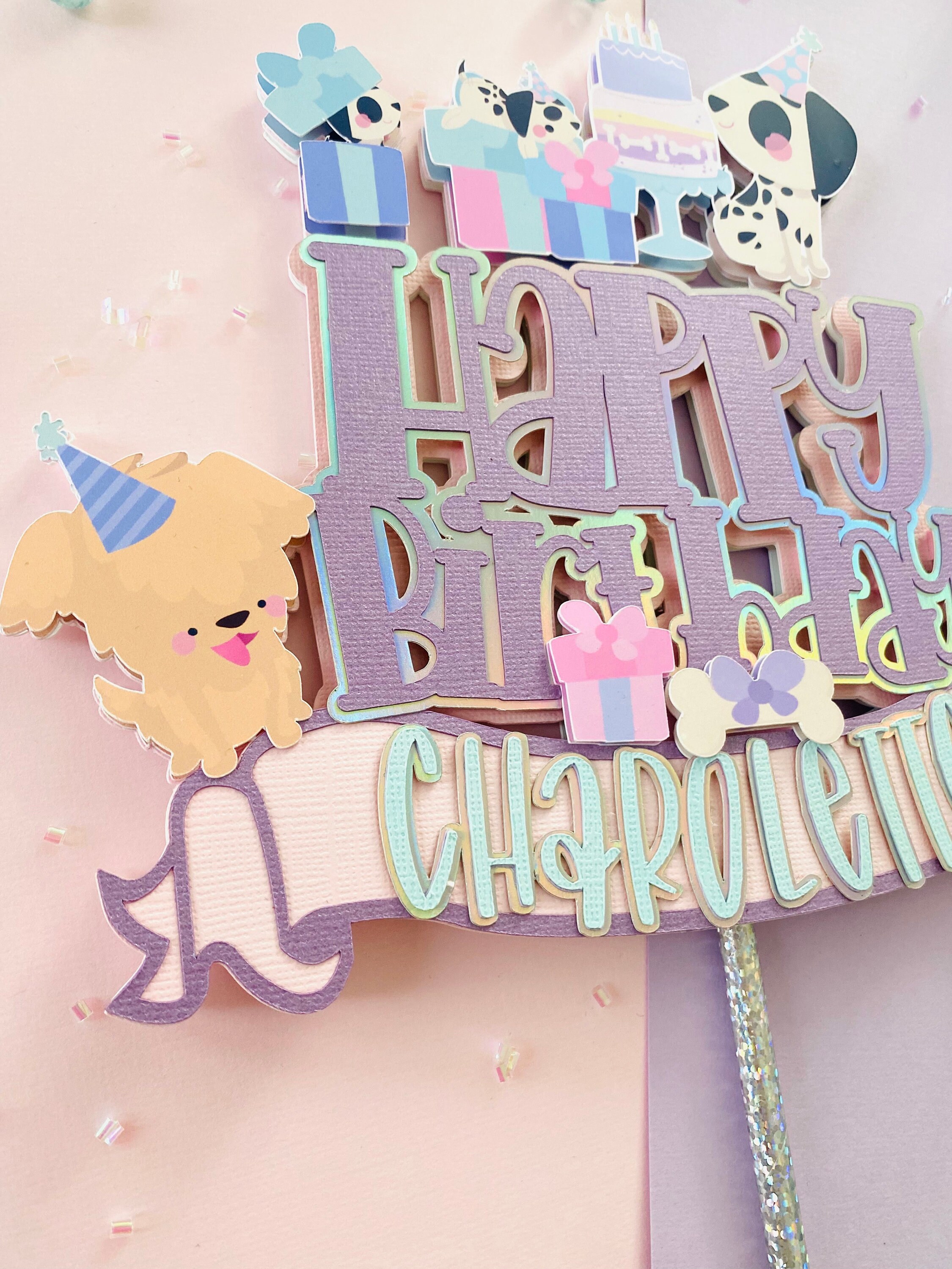 Puppy Party Cake Topper Dog Themed Cake Topper - Etsy