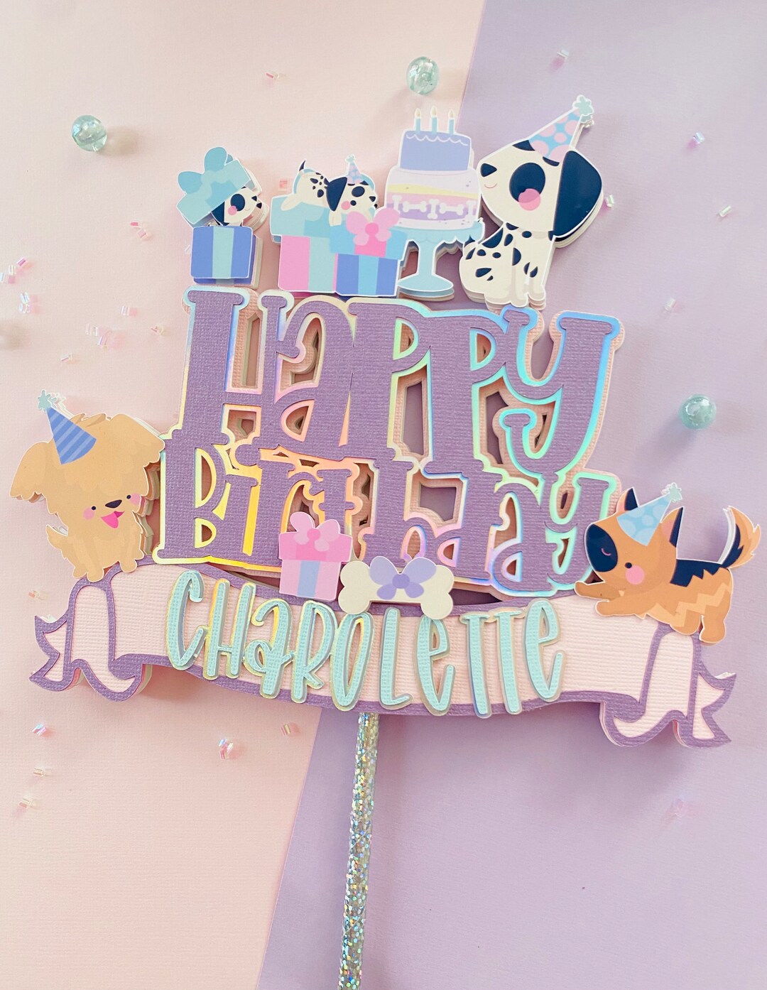 Puppy Party Cake Topper, Dog Themed Cake Topper, - Etsy