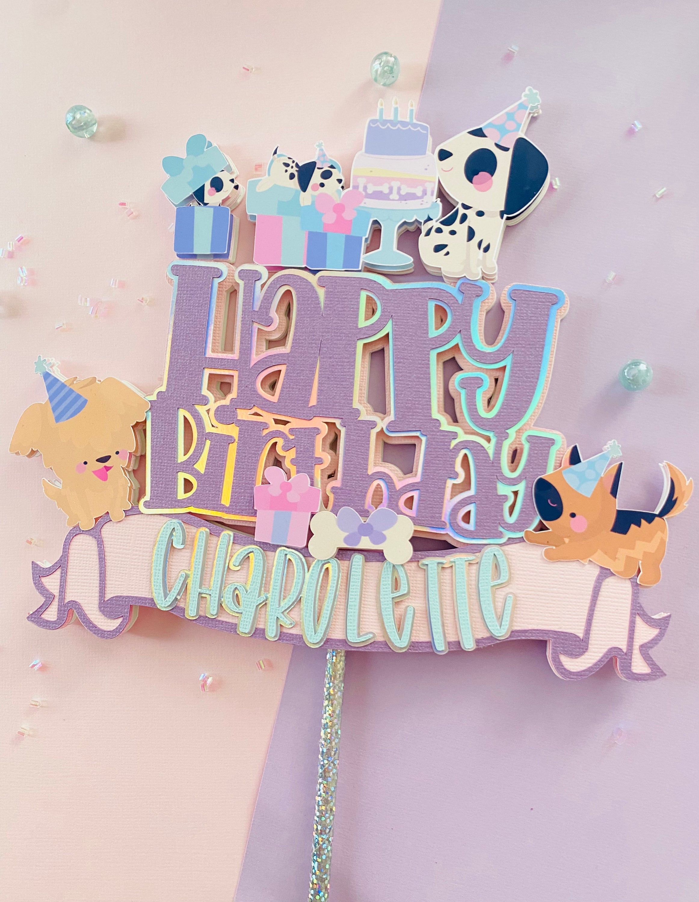 Puppy Party Cake Topper Dog Themed Cake Topper - Etsy