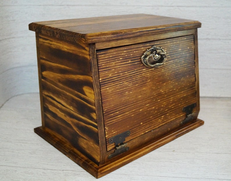 Rustic Bread Box Wooden Bread Bin Handmade Bread Box Farmhouse | Etsy