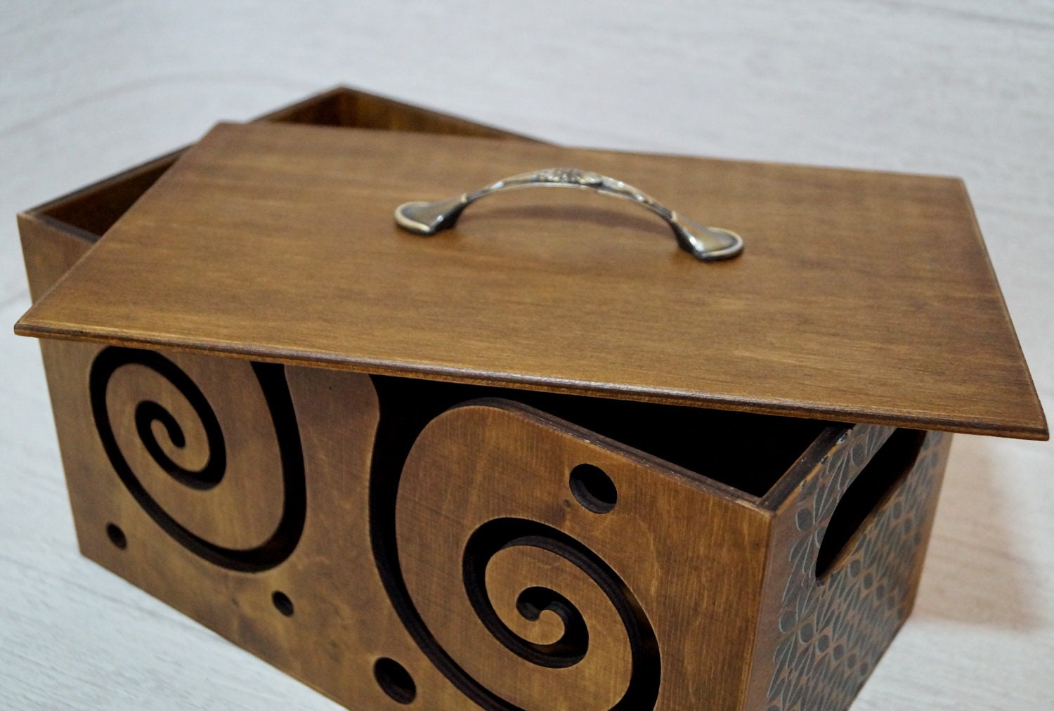 Yarn box with lid Wood yarn bowl Crochet bowl Gifts for | Etsy