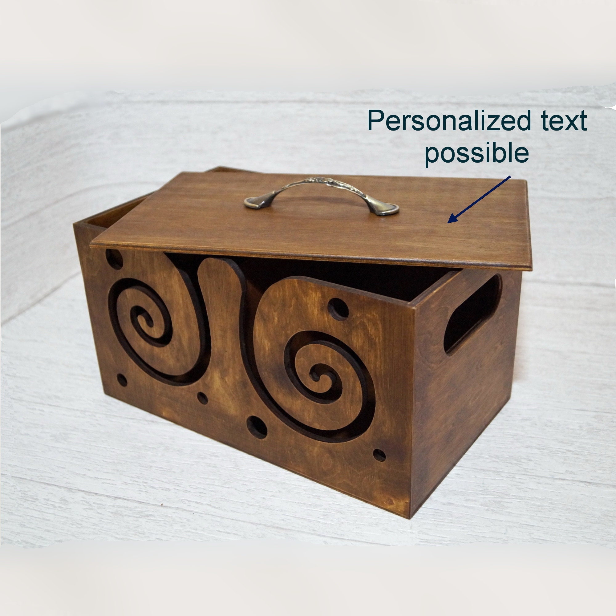 Large Wooden Yarn Box With Lid - Wood Yarn Bowl - Crochet Bowl - Gifts ...