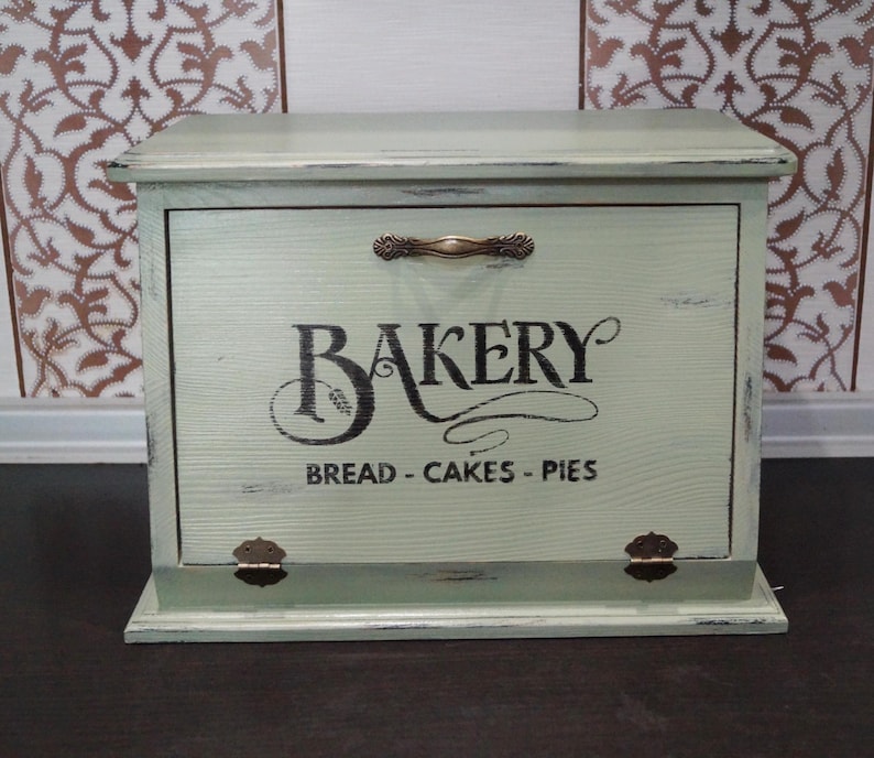 Green Bread Box: Handmade Pine Bread Bin - Kitchen Countertop Storage ...