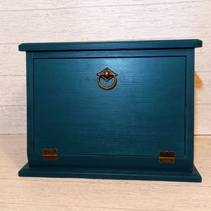 Teal Bread Box Bread Bin Handmade Bread Box - Etsy