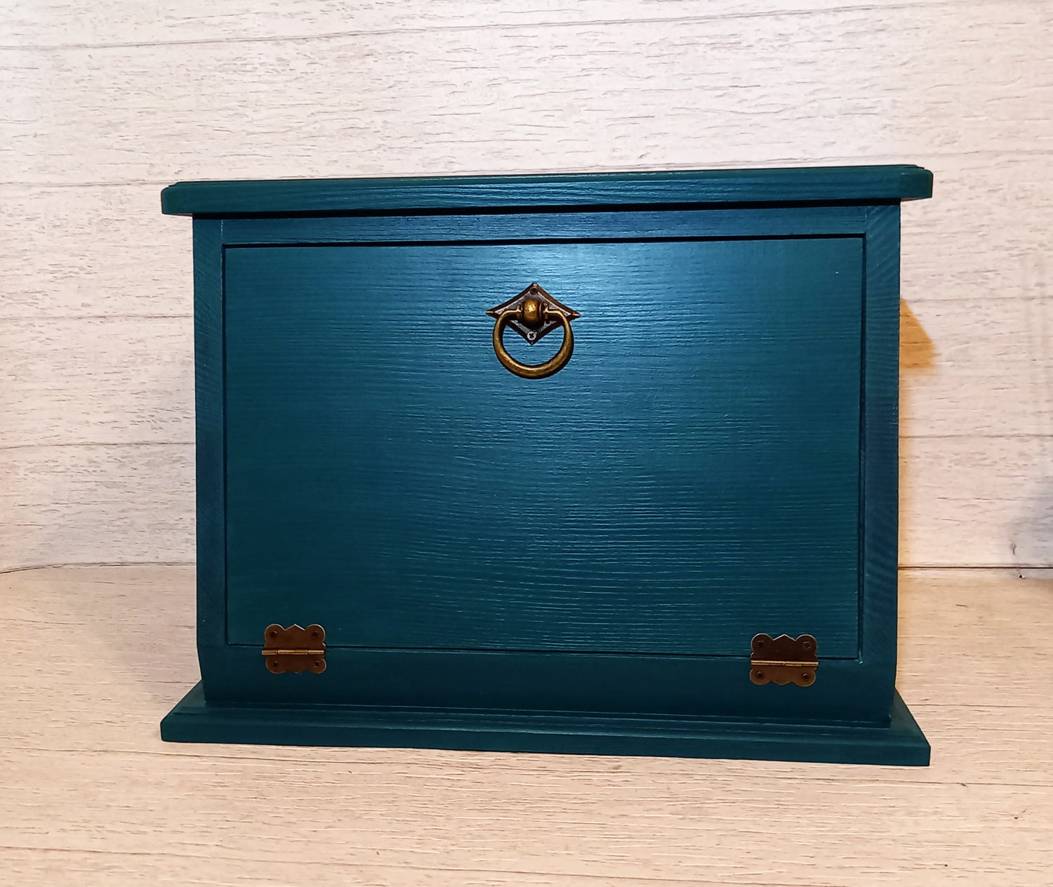 Teal bread box Bread bin Handmade bread box | Etsy