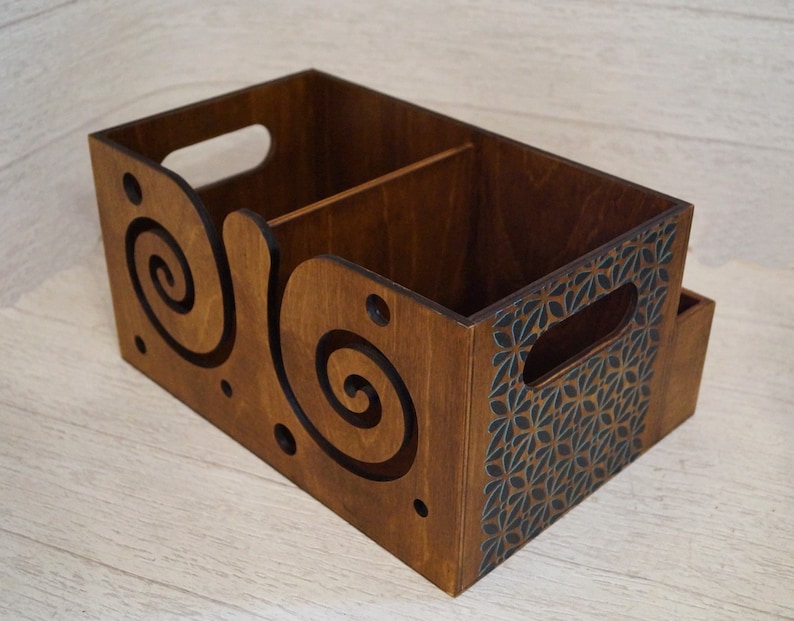 Knitting Needle Organizer Large Wooden Yarn Box With Lid - Etsy