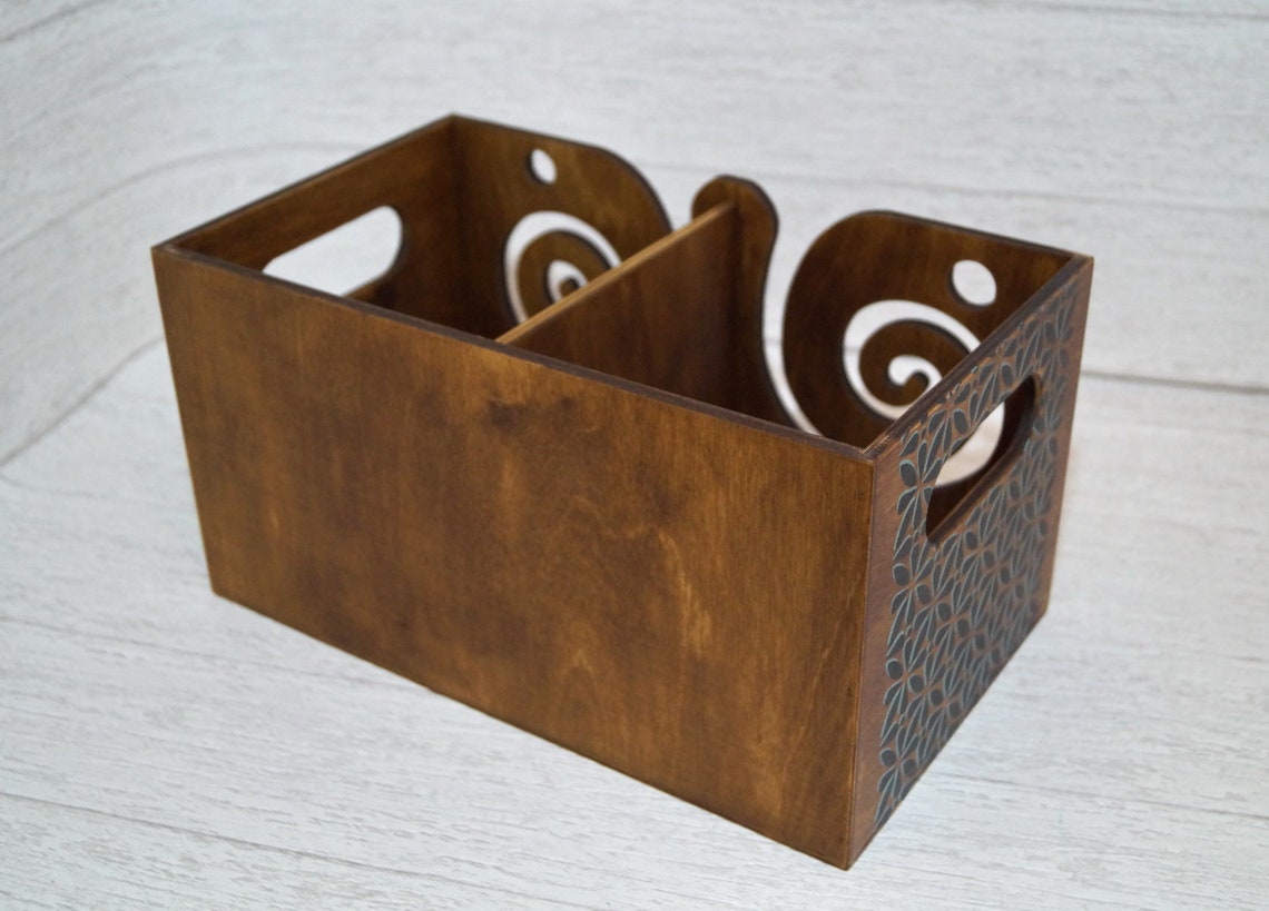 Wood Yarn Box With Pattern Large Wooden Yarn Bowl Crochet | Etsy