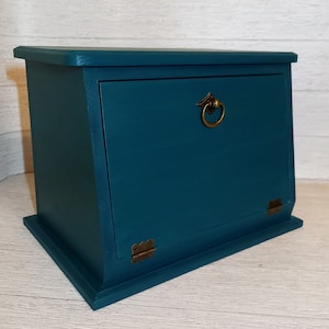 Teal Bread Box Bread Bin Handmade Bread Box - Etsy