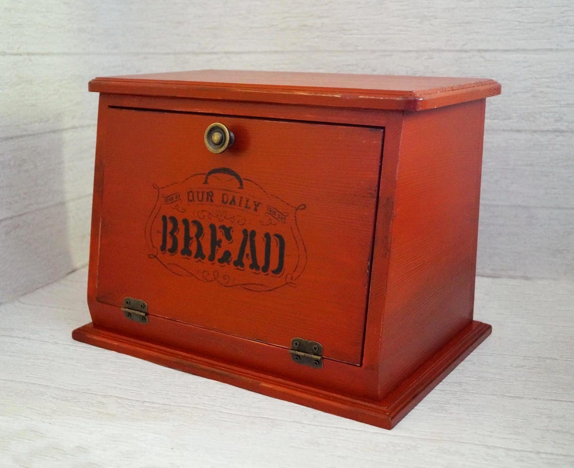 Vintage Red Bread Box - Bread Bin - Farmhouse Kitchen Storage - Etsy