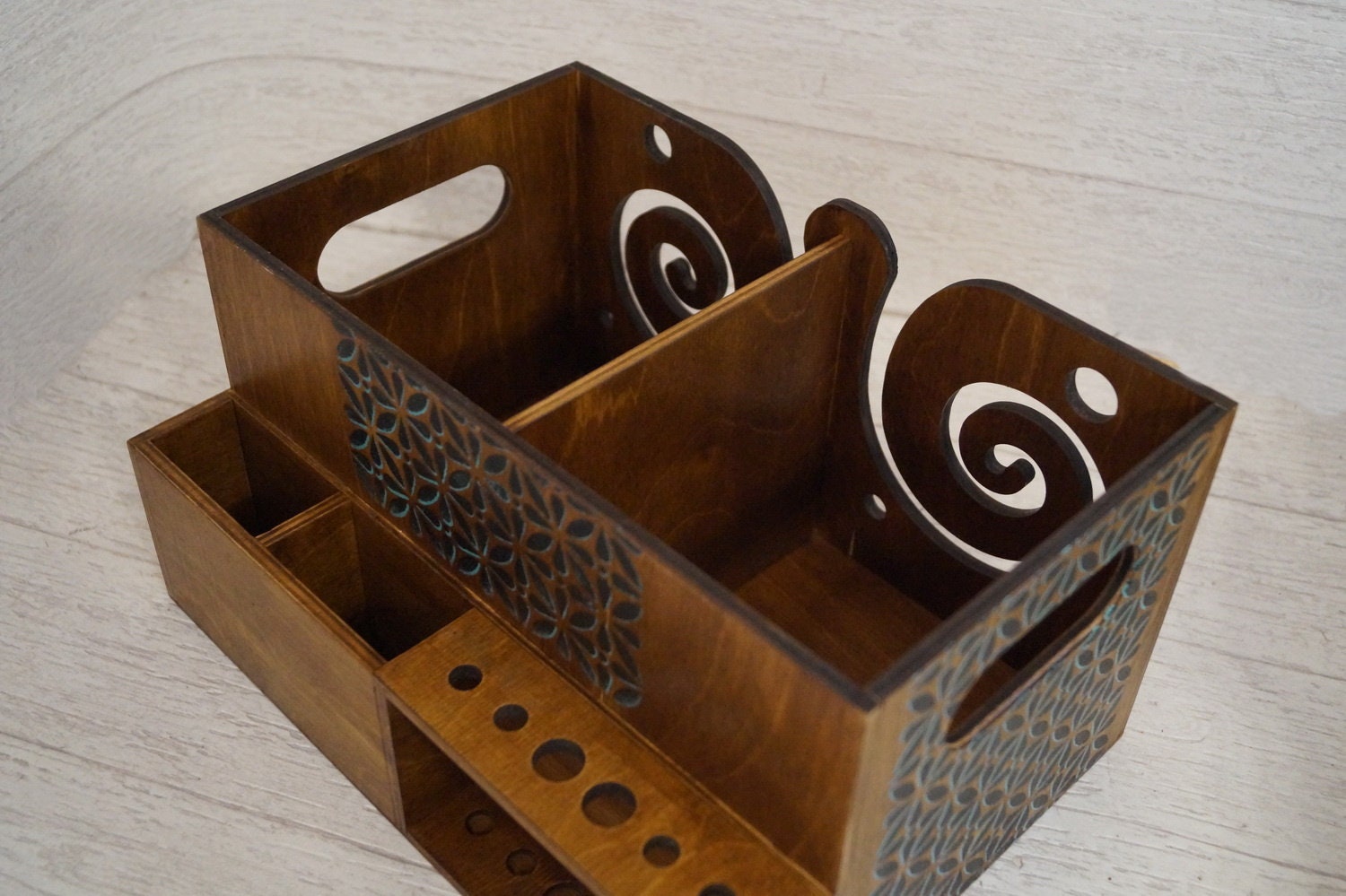 Knitting Needle Organizer Large Wooden Yarn Box With Lid - Etsy