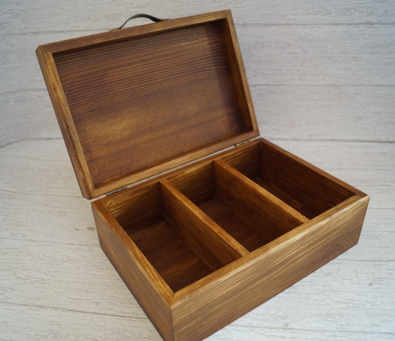 Rustic Tea Box With 3 Compartments Wooden Tea Bag Organizer - Etsy
