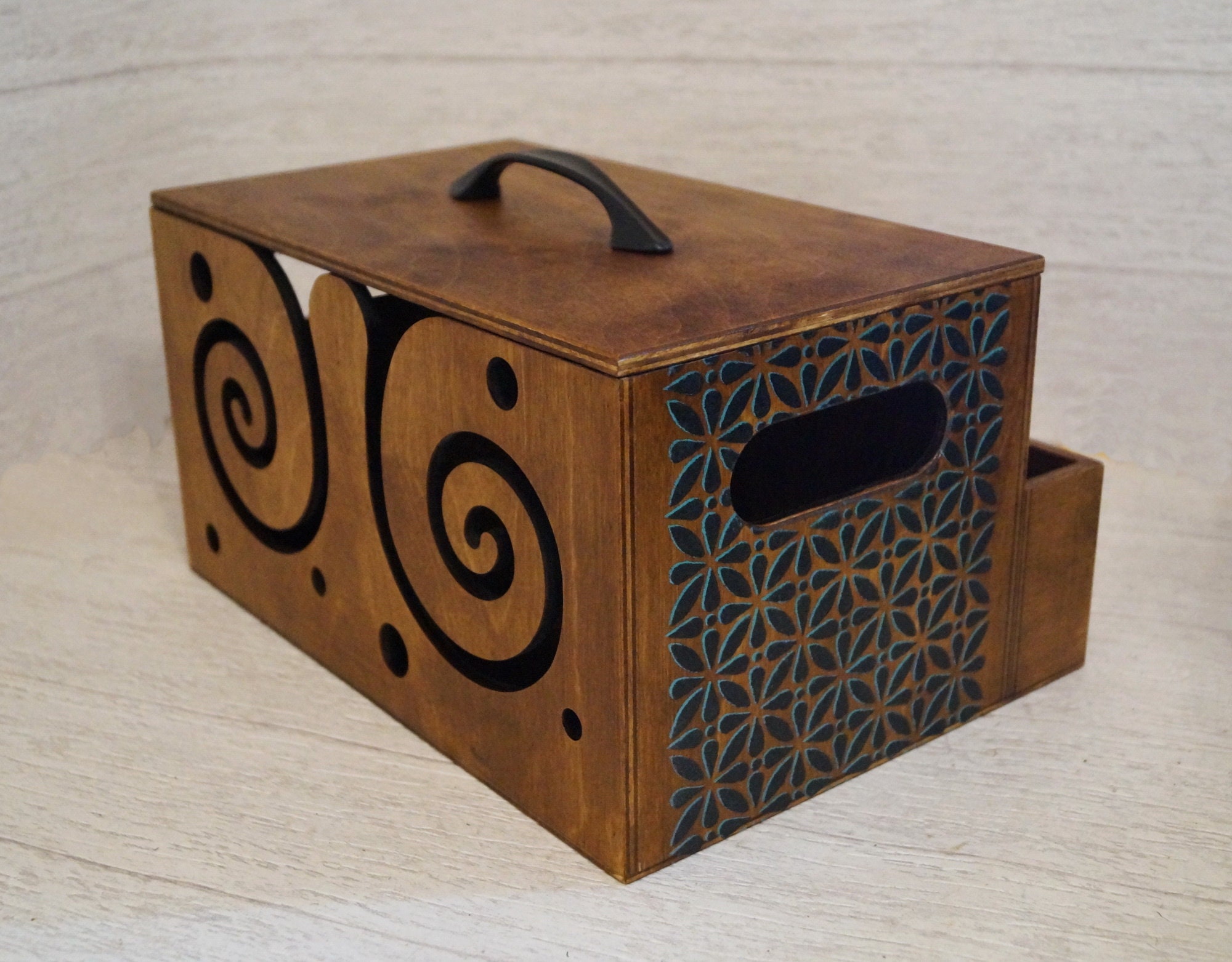 Knitting Needle Organizer Large Wooden Yarn Box With Lid - Etsy