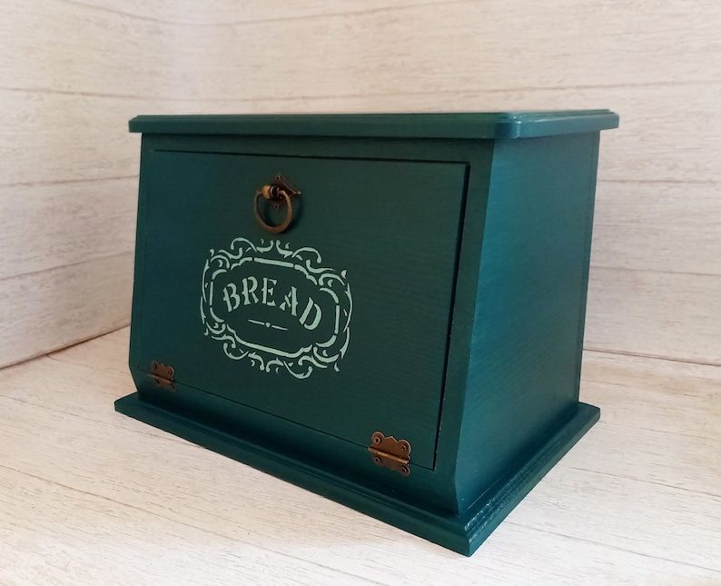 Teal Bread Box Bread Bin Handmade Bread Box - Etsy