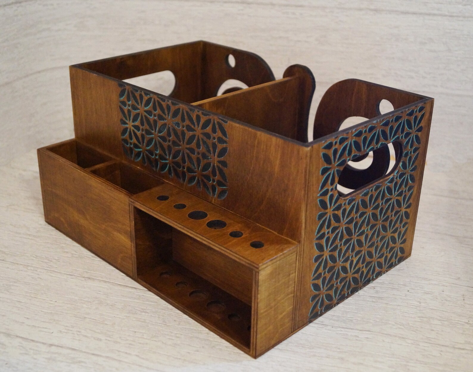 Knitting Needle Organizer Large Wooden Yarn Box With Lid - Etsy