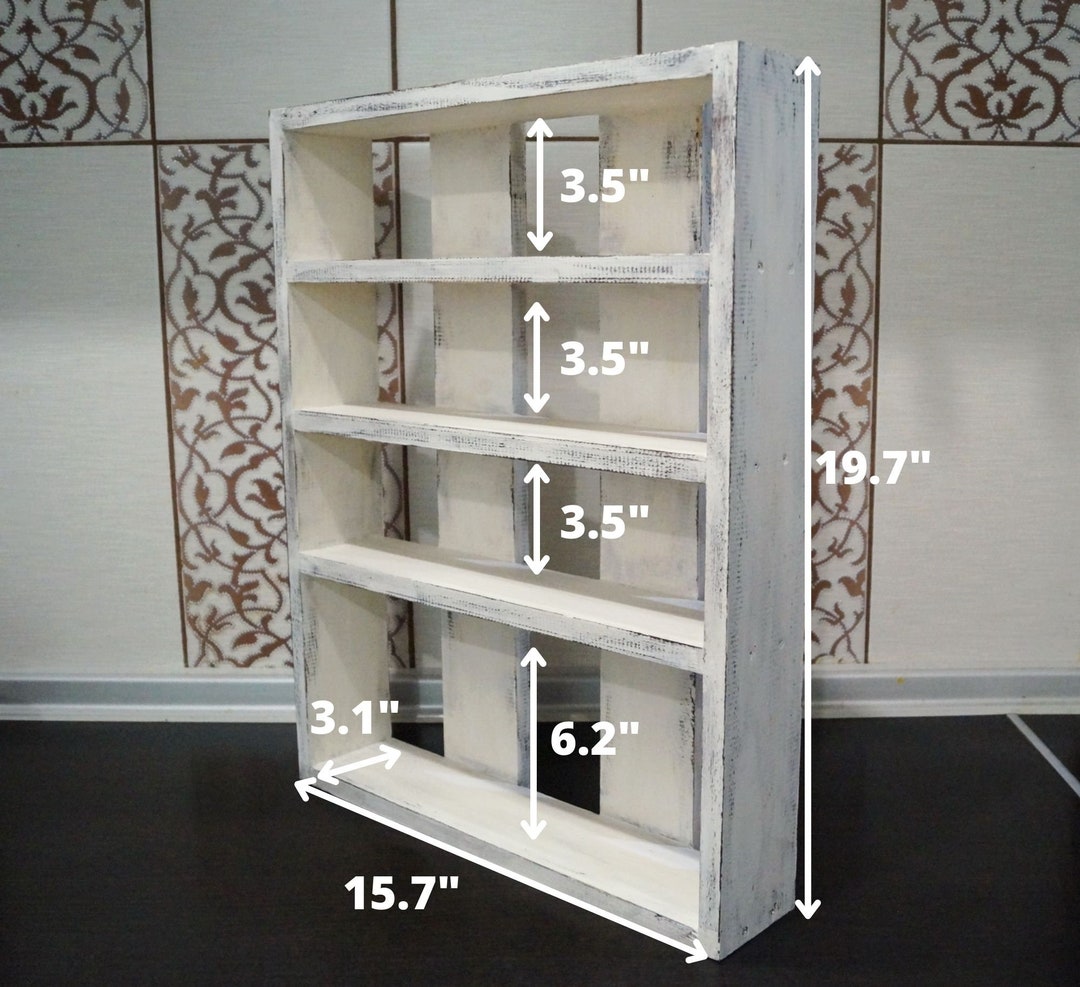 White Spice Rack Wall Mount Spice Cabinet Farmhouse Kitchen Storage - Etsy
