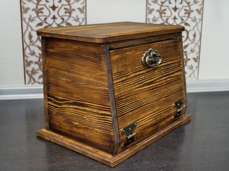 Rustic Bread Box Wooden Bread Bin Handmade Bread Box Farmhouse - Etsy