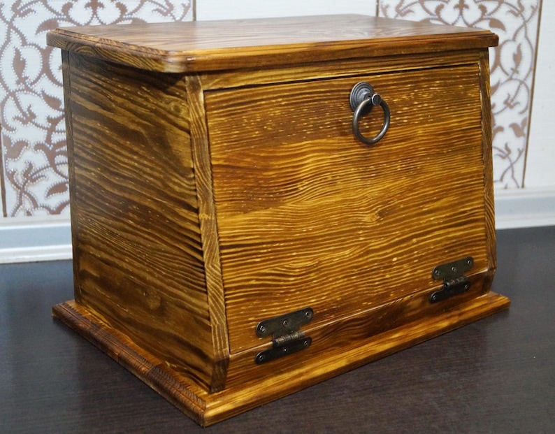 Rustic Bread Box Wooden Bread Bin Handmade Bread Box Farmhouse Kitchen ...