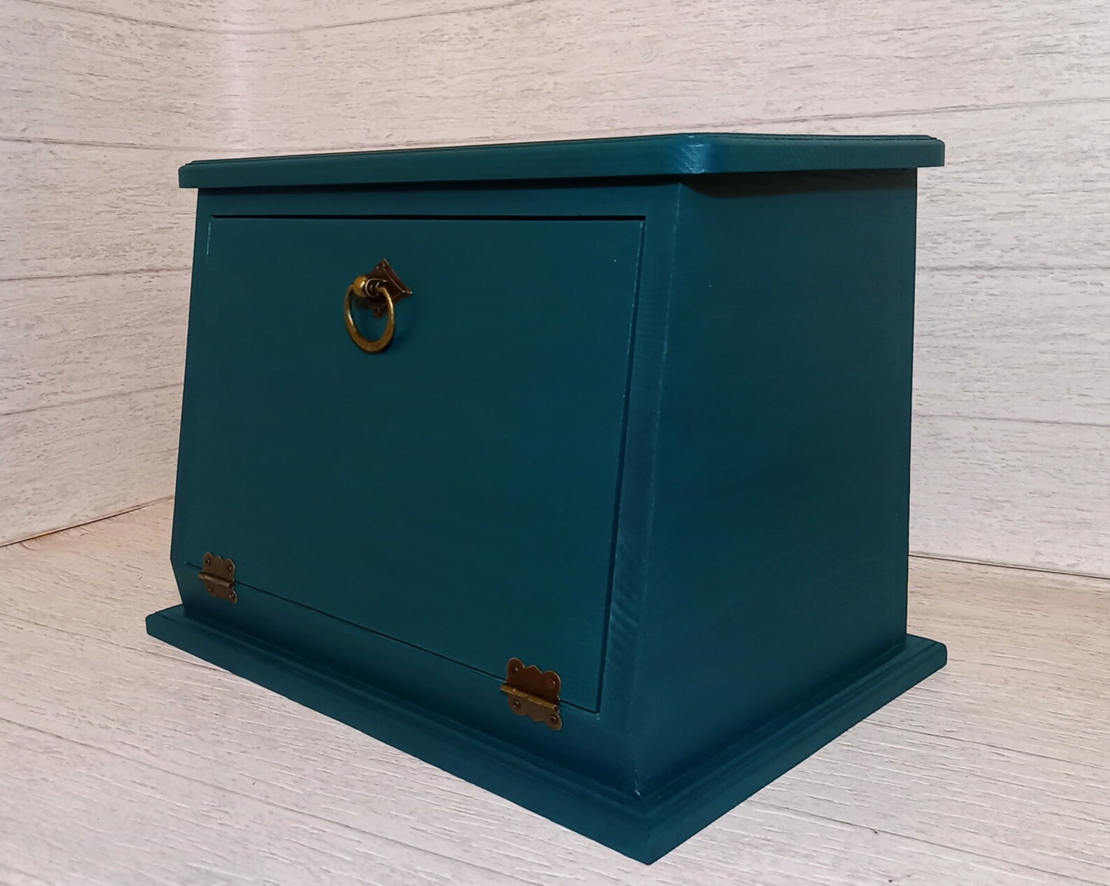 Teal Bread Box Bread Bin Handmade Bread Box - Etsy