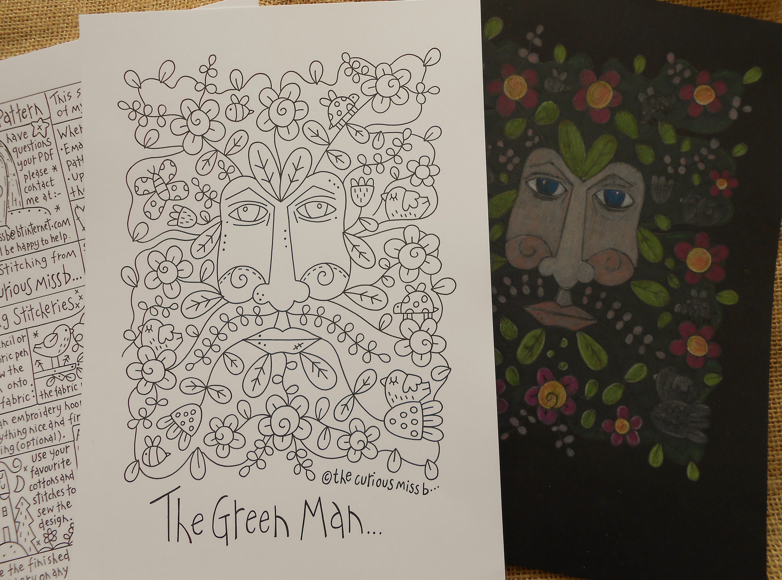 Pdf Pattern #14 - THE GREEN MAN Stitchery - A Green Man Inspired ...