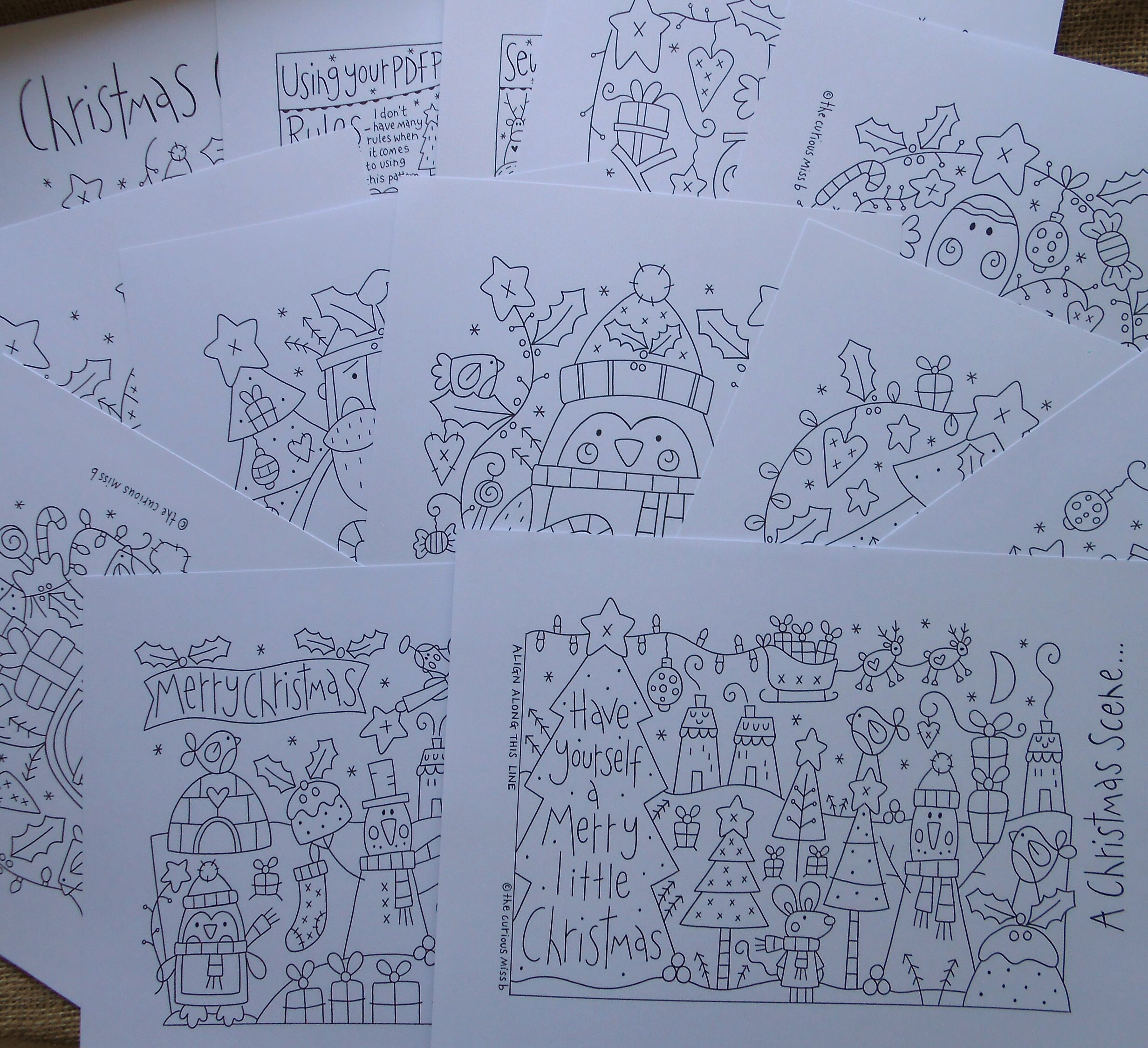 PDF PATTERN - Christmas Collection Stitcheries - 10 Larger Christmas ...