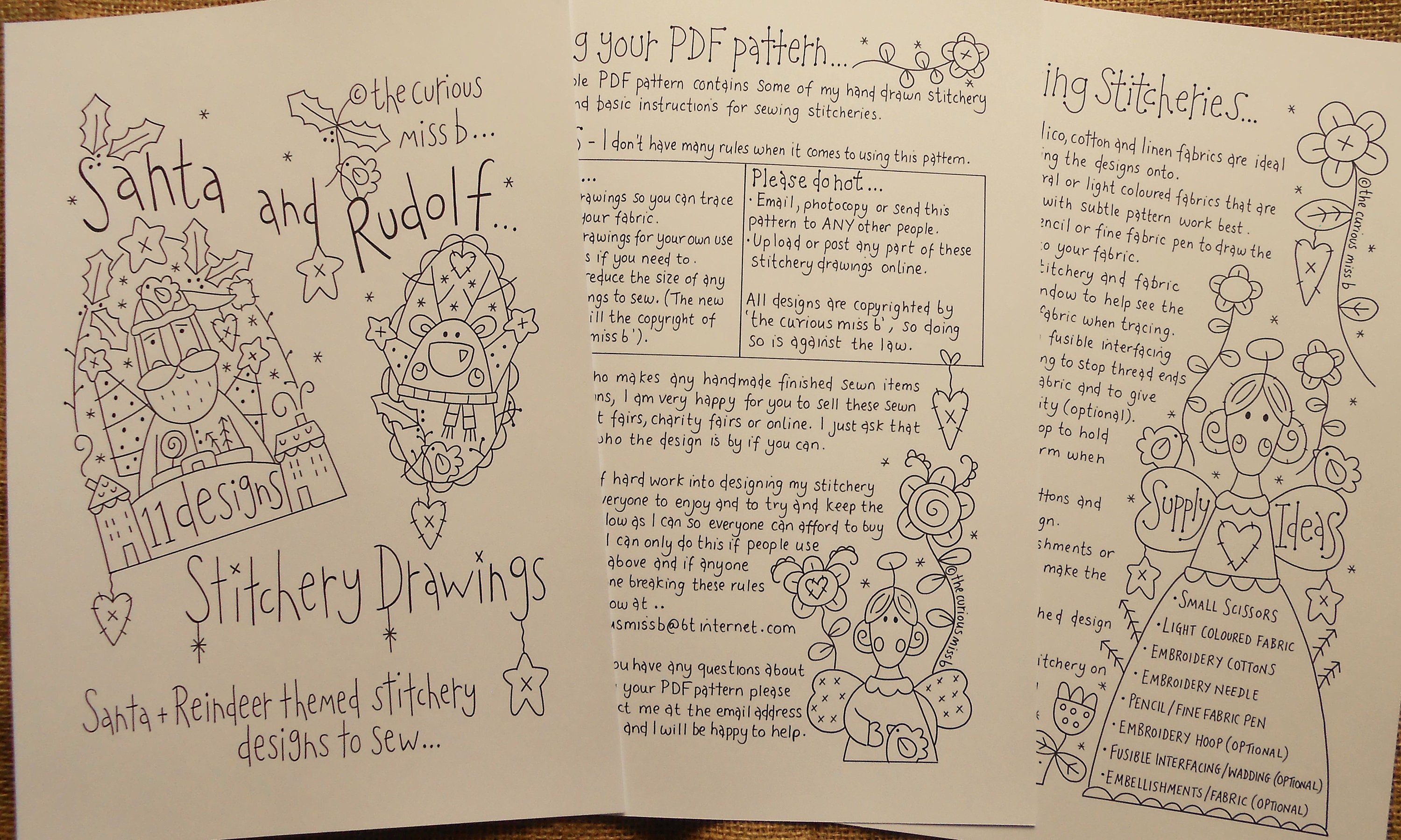 PDF PATTERN - Santa and Rudolf Stitcheries - 11 Santa and Reindeer ...