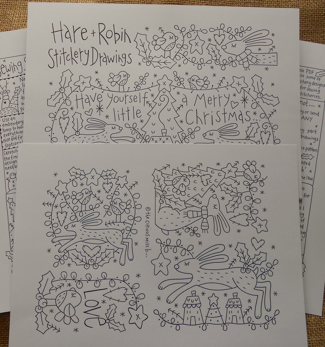 Christmas 2023 PDF - HARE and Robin Stitchery Drawings With Basic ...