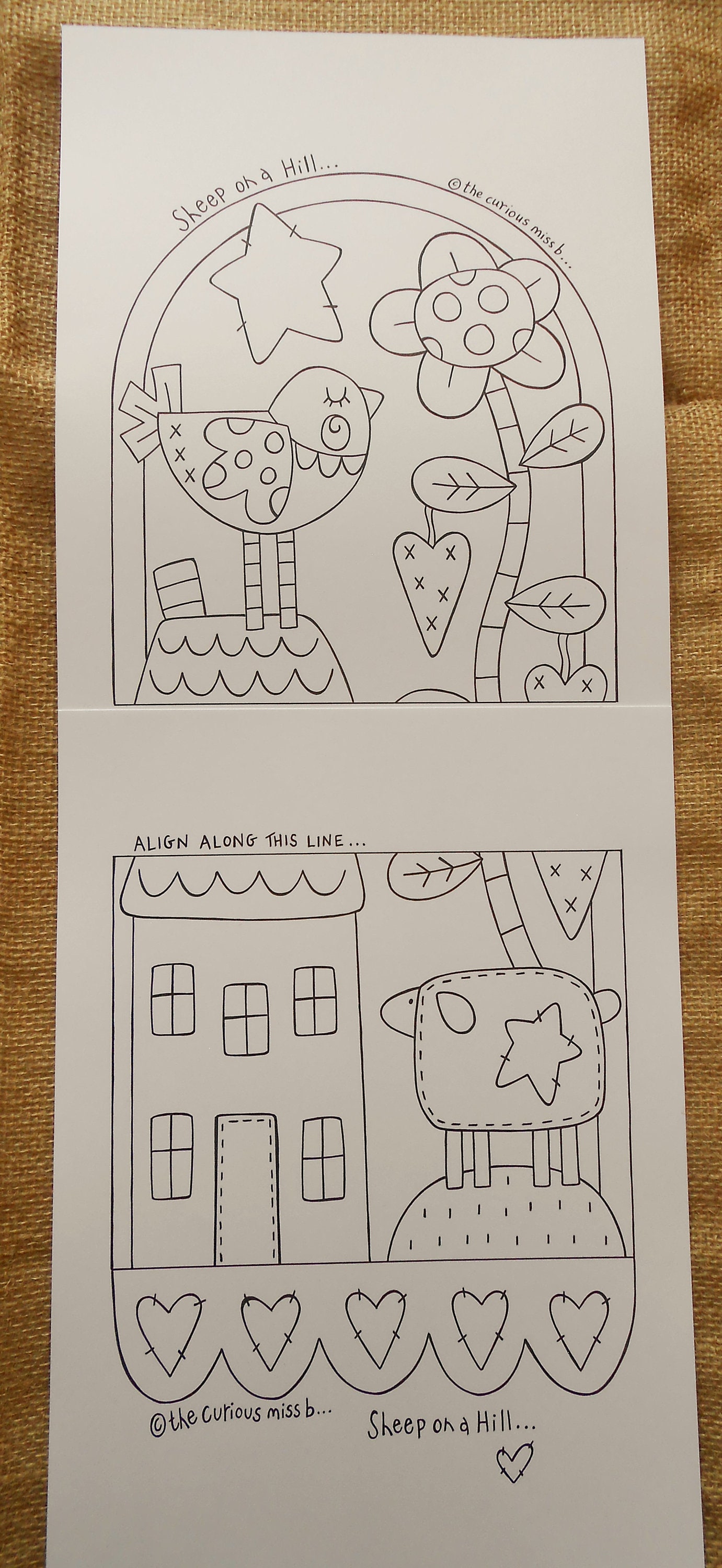 PDF PATTERN 17 Chicken and Flower Sheep on a Hill Drawings for ...
