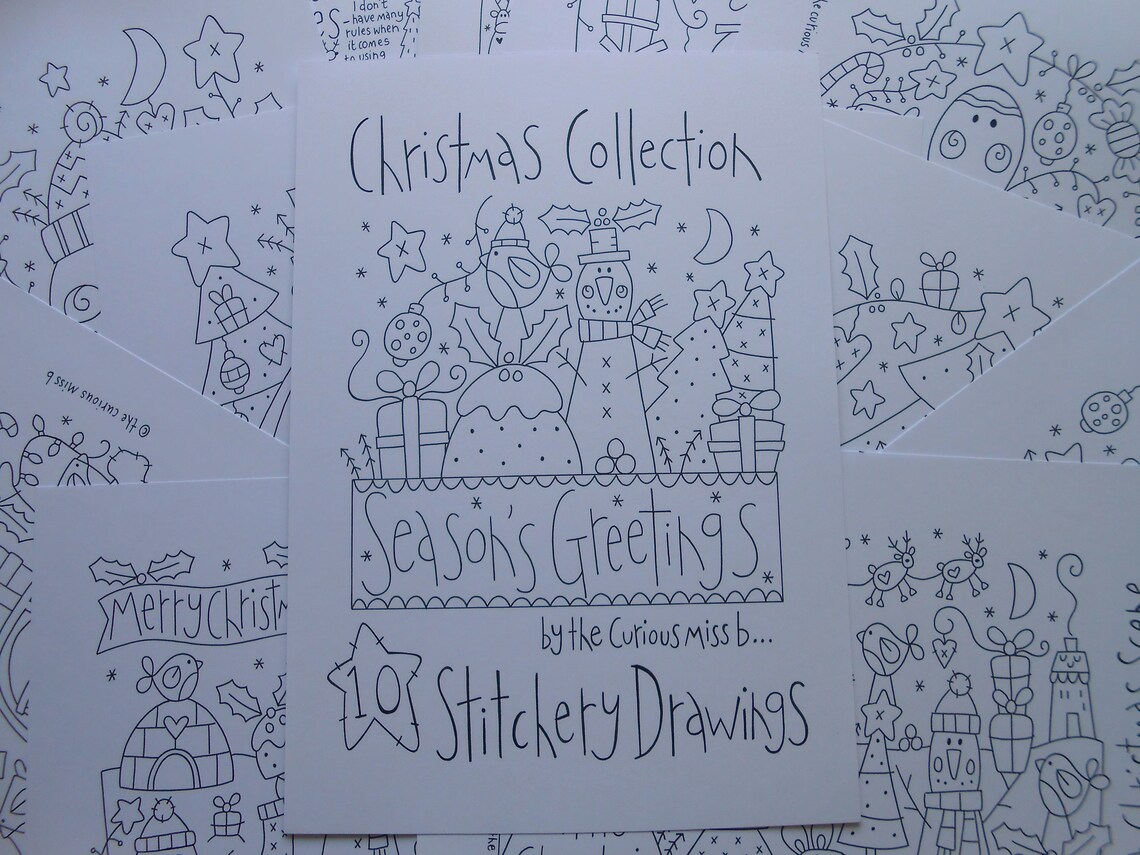 PDF PATTERN - Christmas Collection Stitcheries - 10 Larger Christmas ...