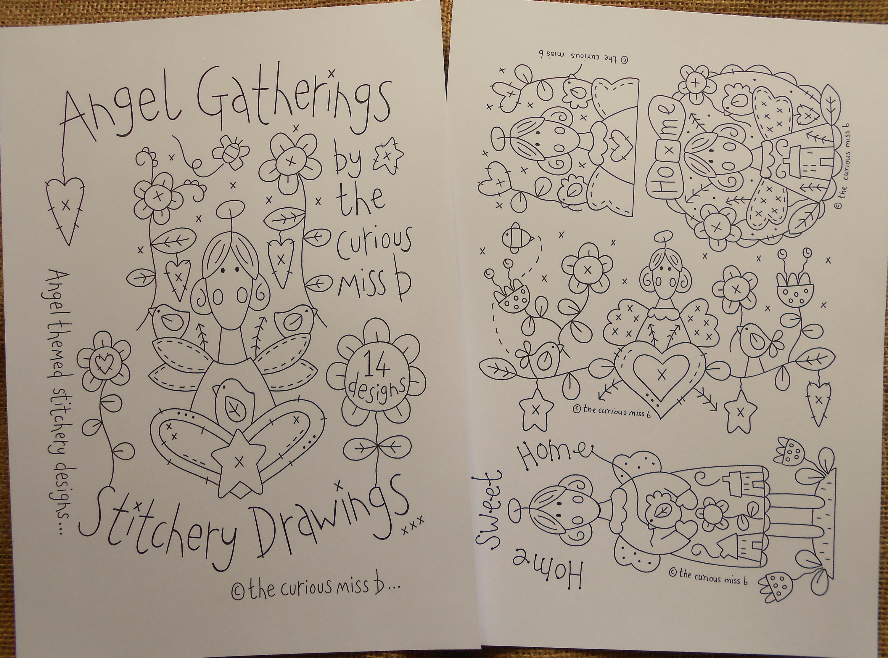 PDF PATTERN - Angel Gatherings Stitcheries - 14 Angel Themed Stitchery ...