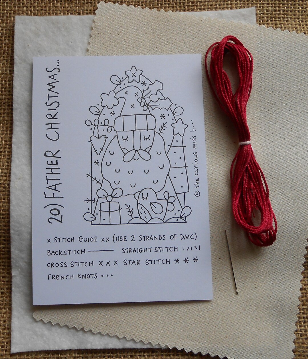 SPECIAL OFFER - Tiny CHRISTMAS Redwork Stitchery Kits - Angel, Rudolf ...