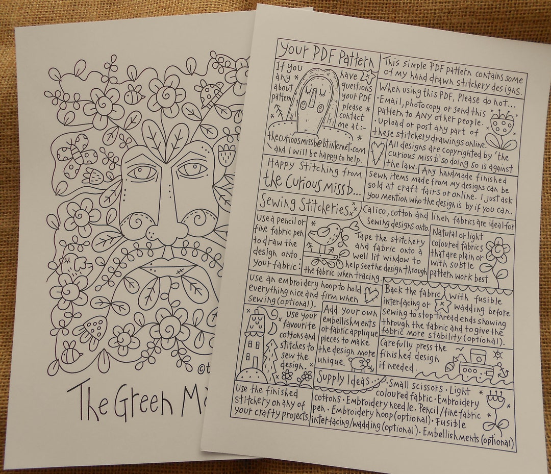 Pdf Pattern #14 - THE GREEN MAN Stitchery - A Green Man Inspired ...