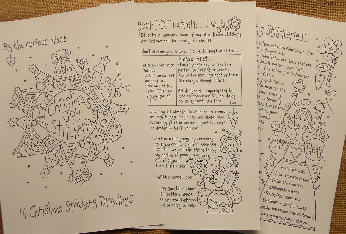 PDF PATTERN Christmas JOY Stitcheries 14 Christmas Themed Stitchery ...