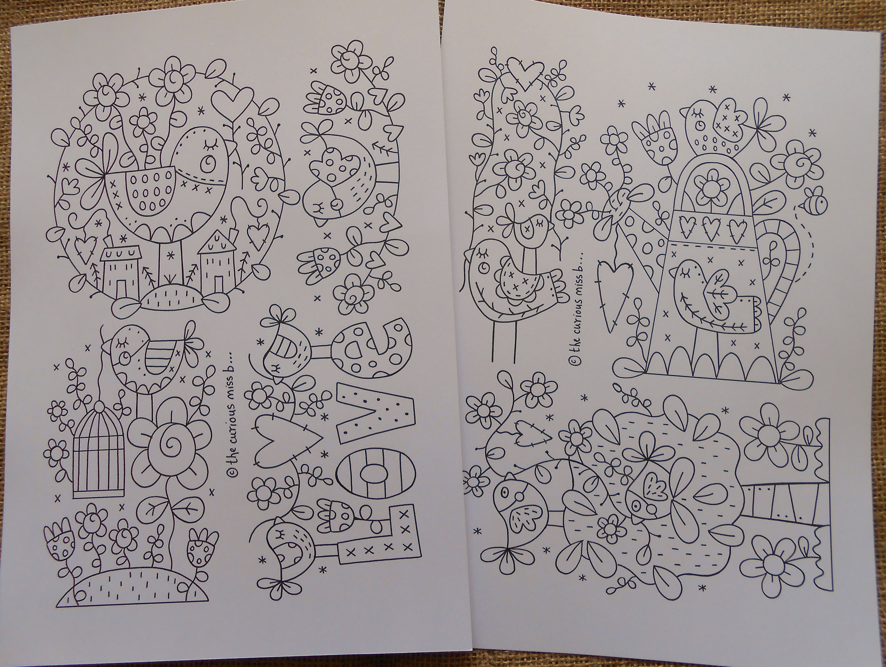 Pdf Pattern #15 - BIRDSONG Stitchery Drawings - 23 Bird Themed ...