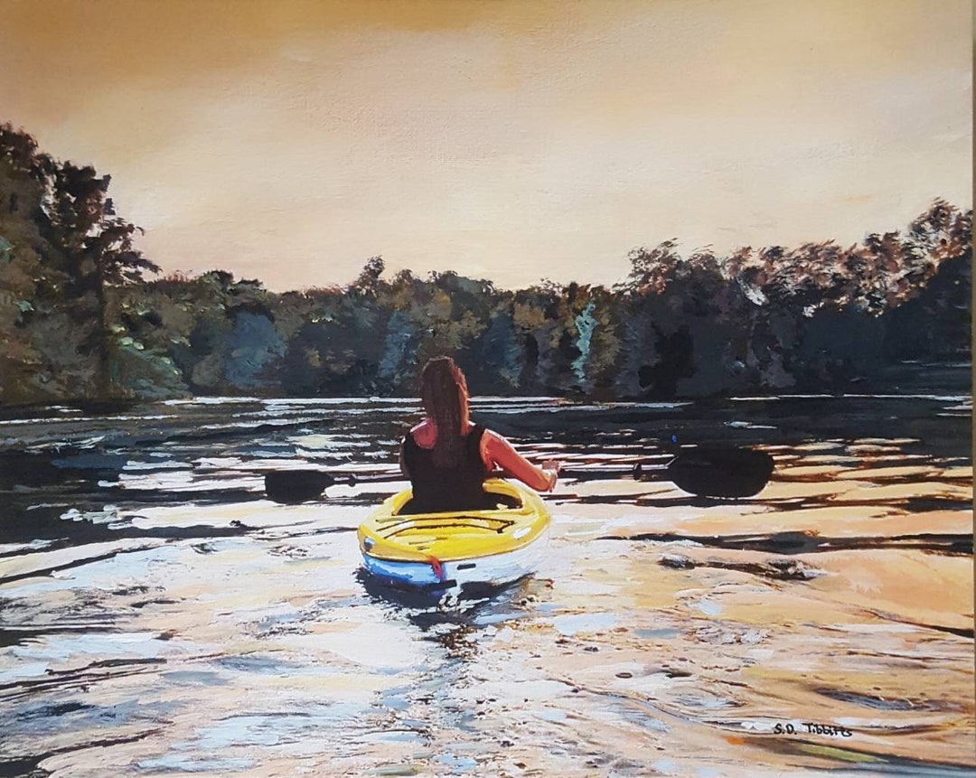 Sunset Kayak, 8x10 Print, of Original Acrylic Painting. Hand Signed by ...