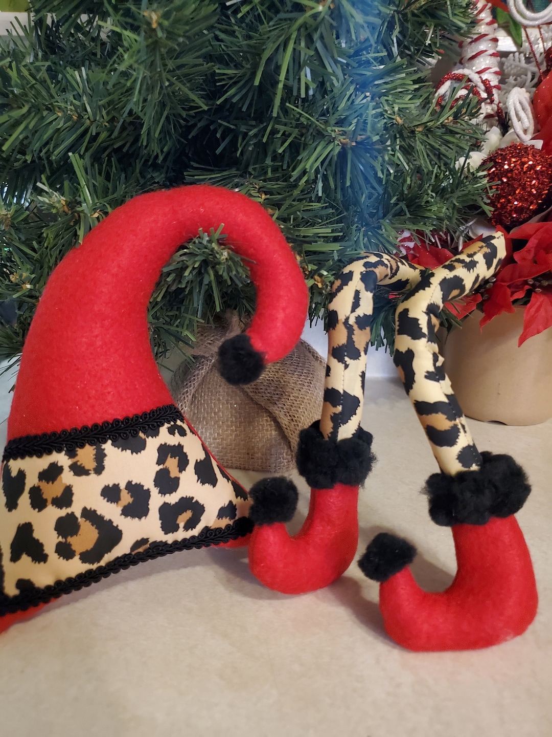 MINATURE Elf Hat and Legs Wreath Attachments, Leopard Elf Legs ...