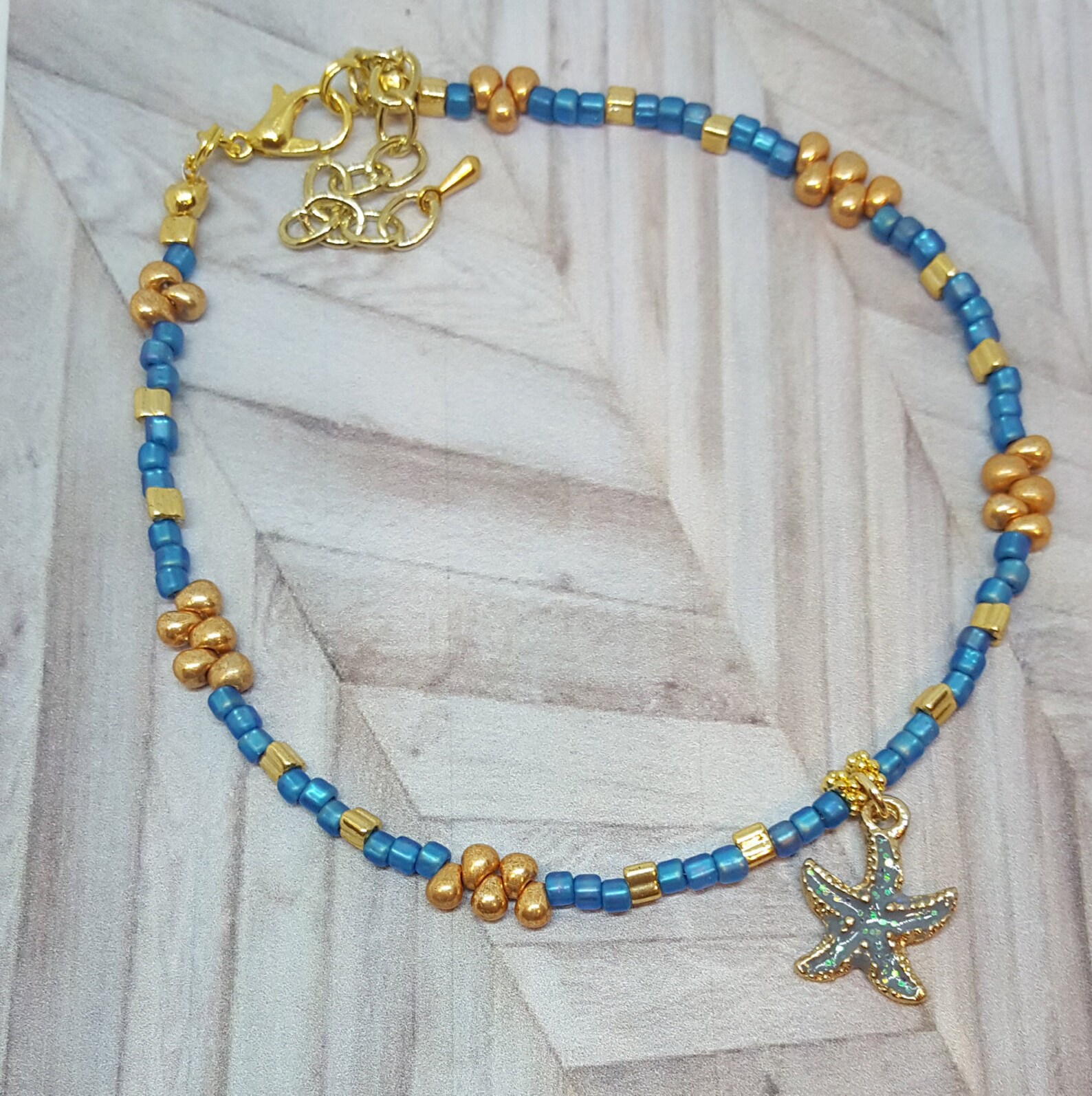 Boho Jewelry Set, Blue and Gold Beach Jewelry - Etsy