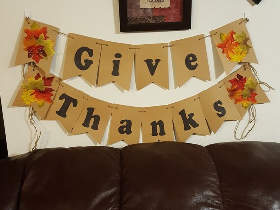 Fall Leaf Banner Leaf Garland Banner Give Thanks Leaf Banner | Etsy