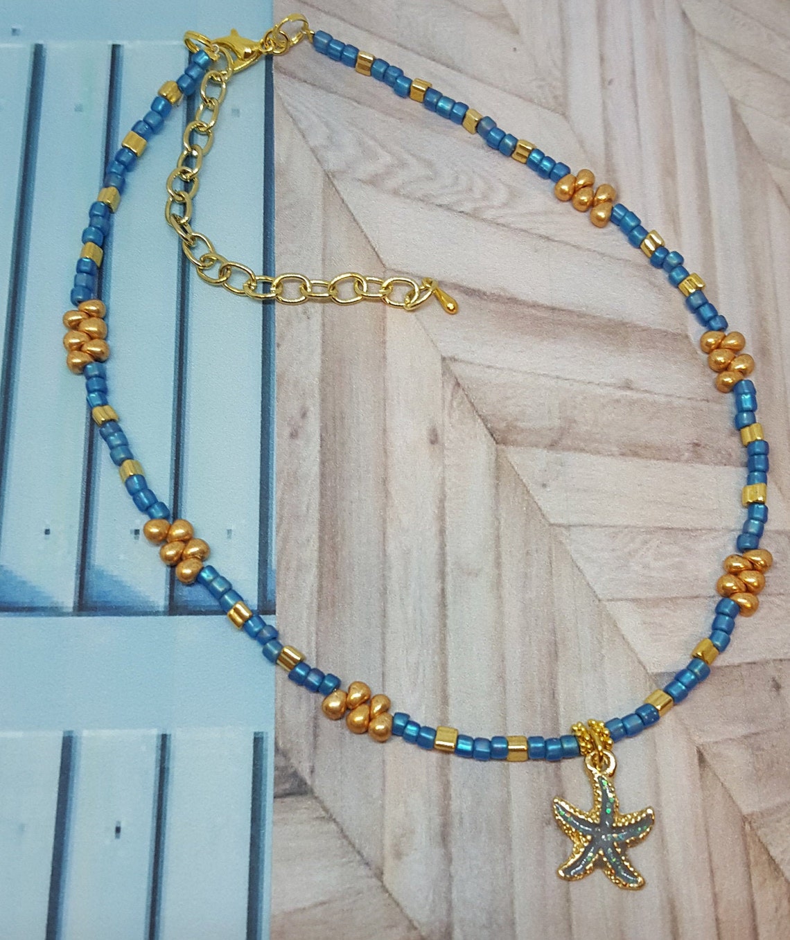 Boho Jewelry Set, Blue and Gold Beach Jewelry - Etsy