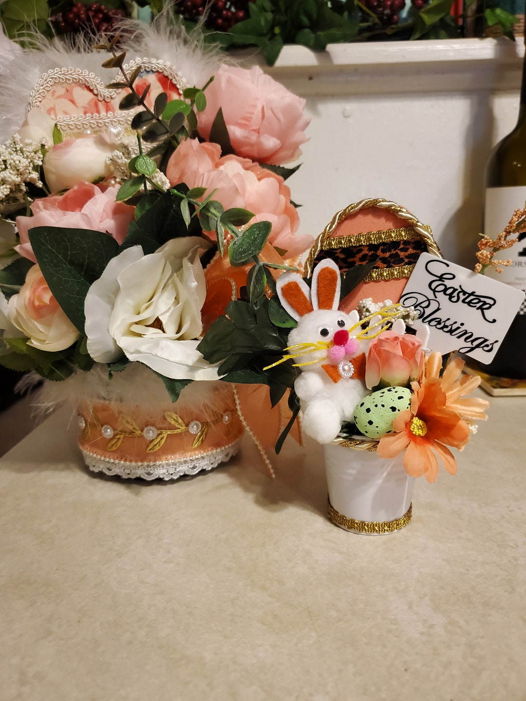 Mini Easter Bunny Pot Decor, Tiered Tray Arrangement - Etsy