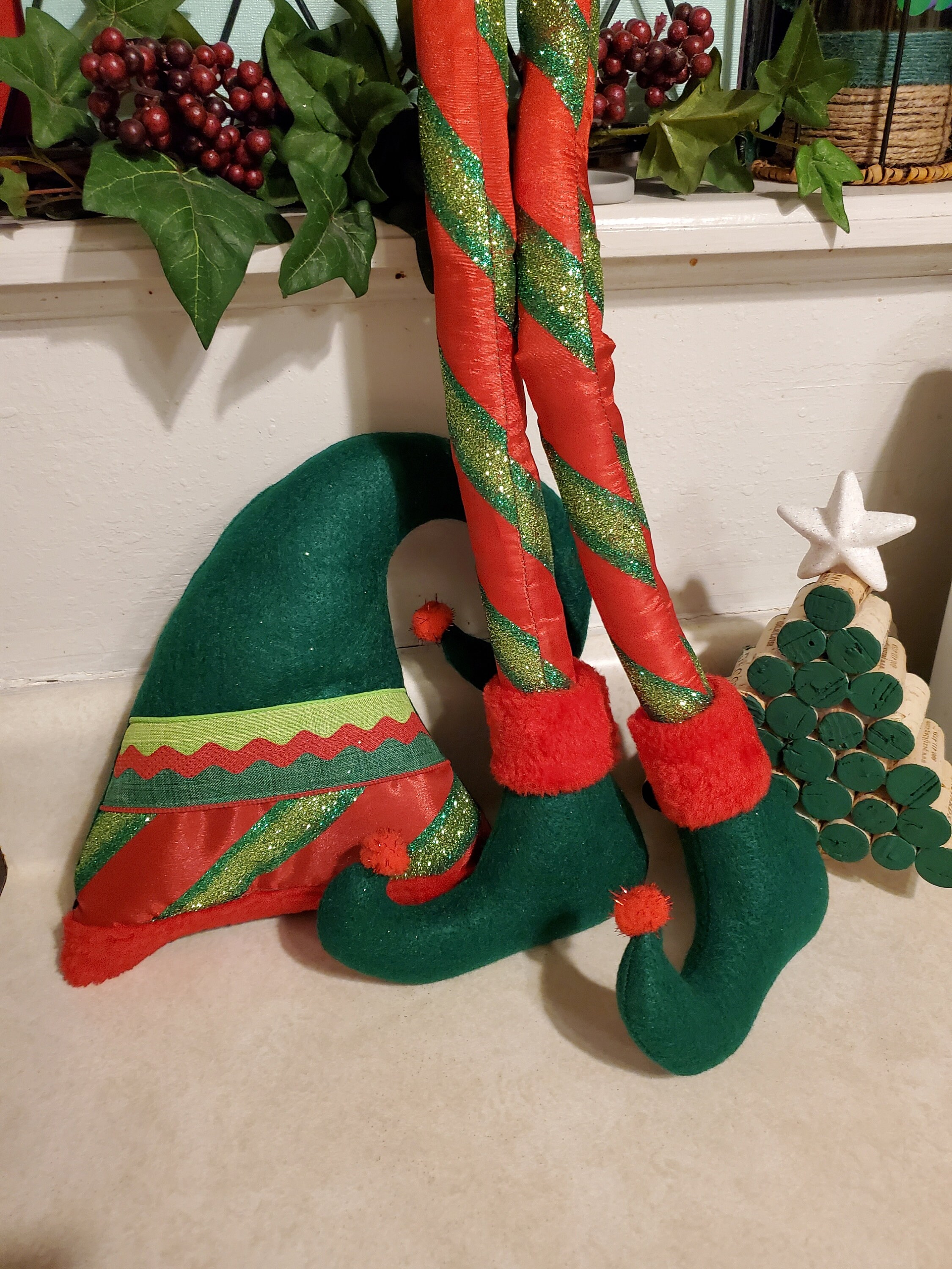 Wreaths & Door Hangers Poseable Elf Legs and Hat Elf Hat and Legs ...