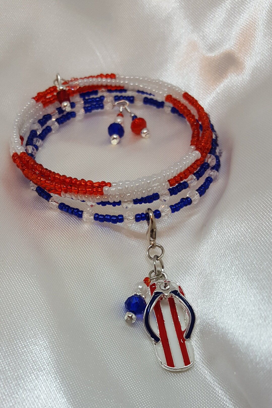 Patriotic Memory Wire Bracelet, Patriotic Jewelry - Etsy