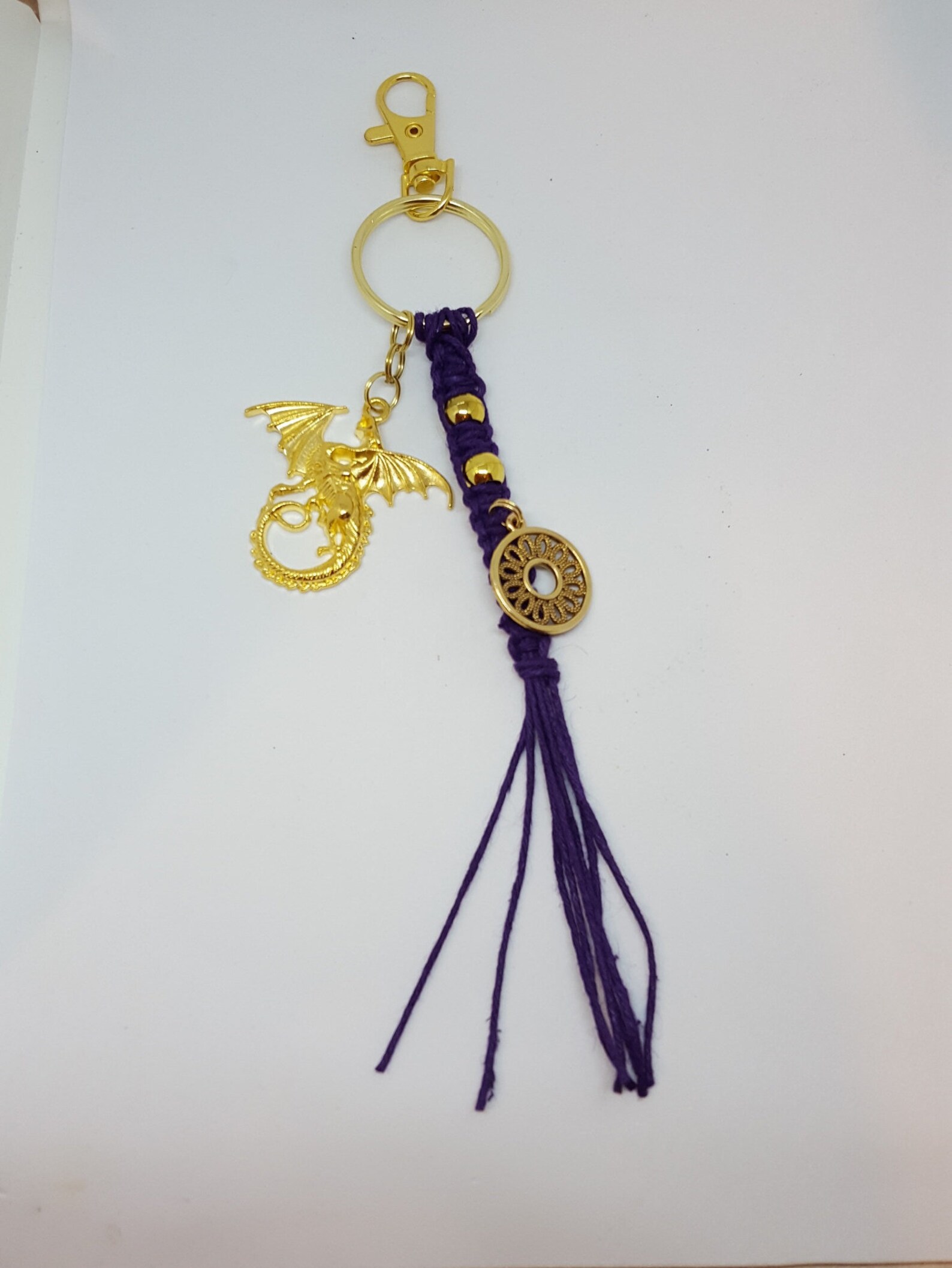 Dragon Hemp Macrame Key Ring - Etsy