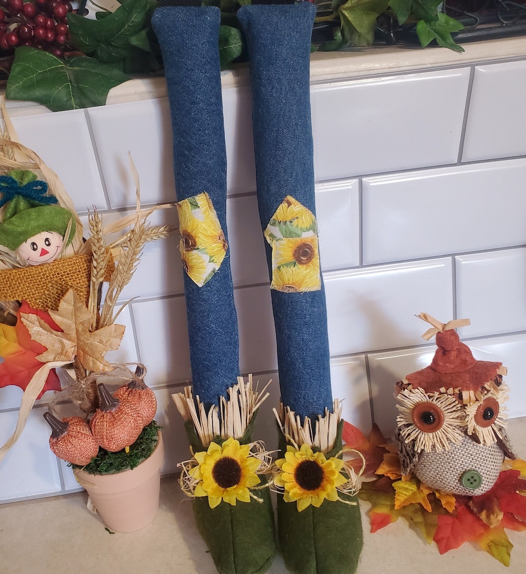 Denim Scarecrow Legs, Scarecrow Wreath Attachment, Scarecrow Legs for ...