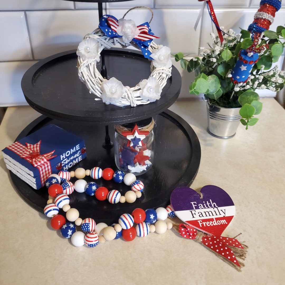 USA Beaded Garland: Patriotic Tier Tray Decor, July 4th - Etsy
