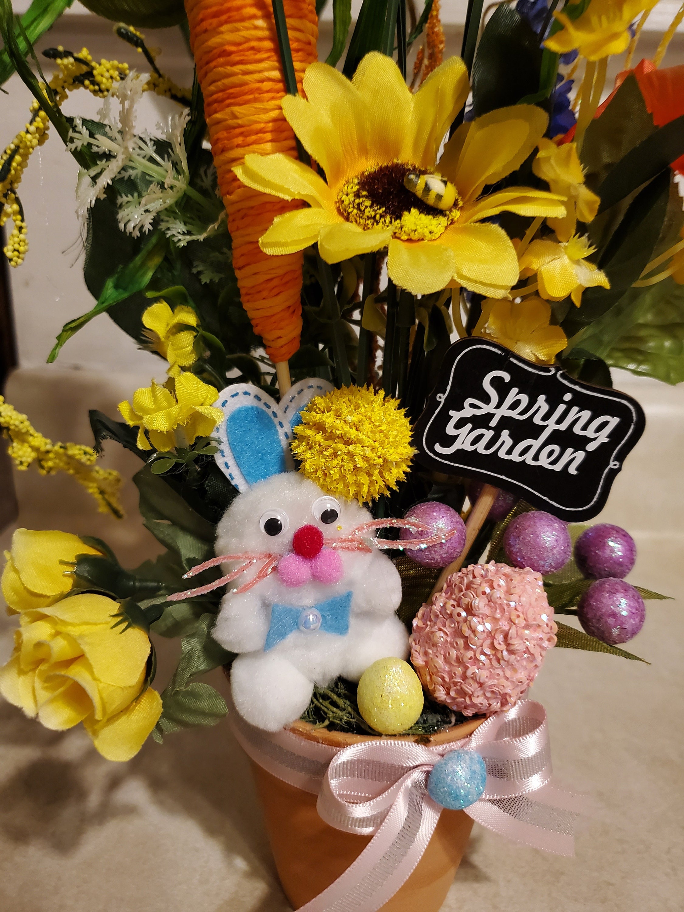 Spring Bunny Pot Decor Mini Terra Cotta Pot Decor Easter | Etsy