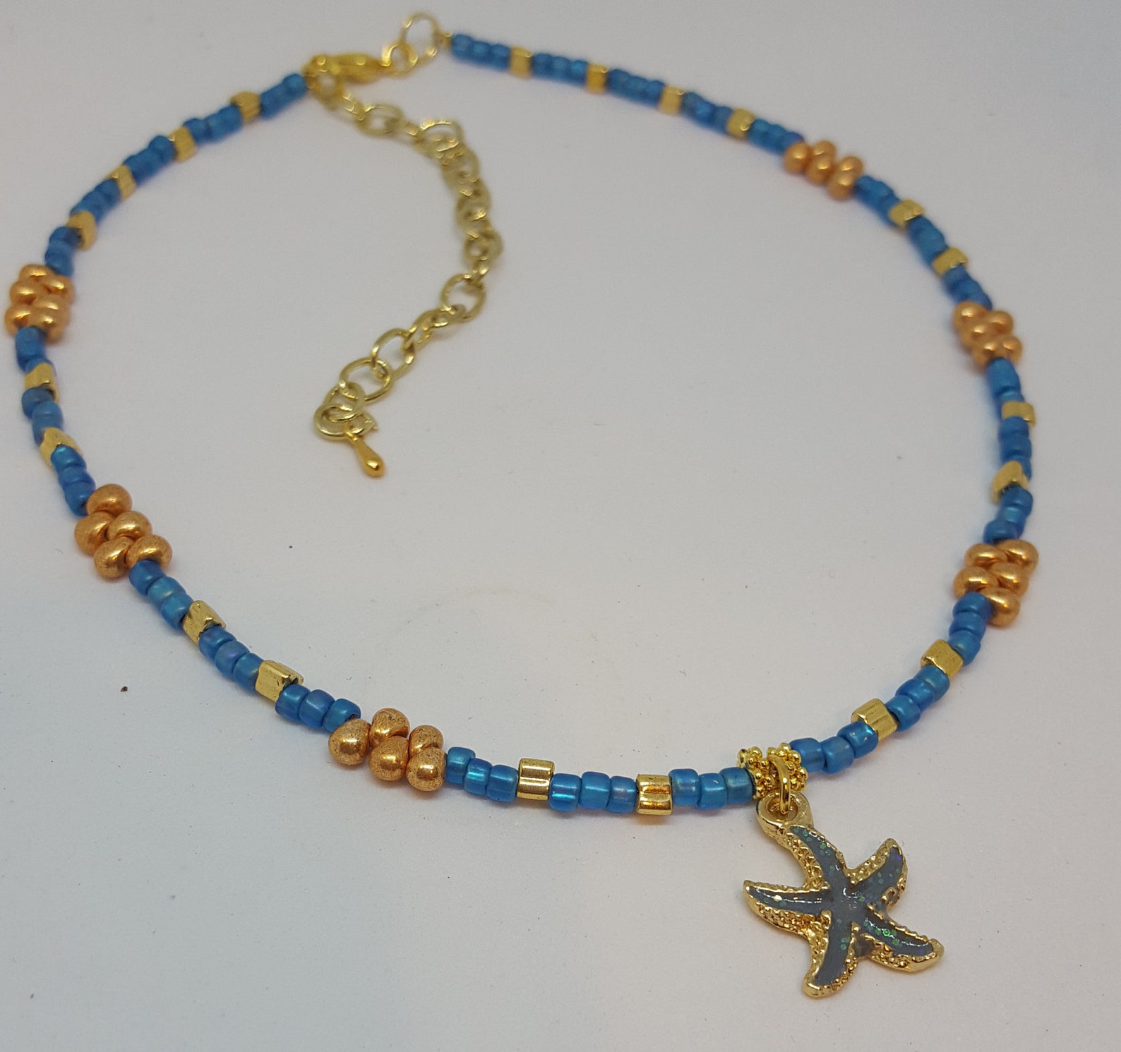 Boho Jewelry Set Blue and Gold Beach Jewelry - Etsy