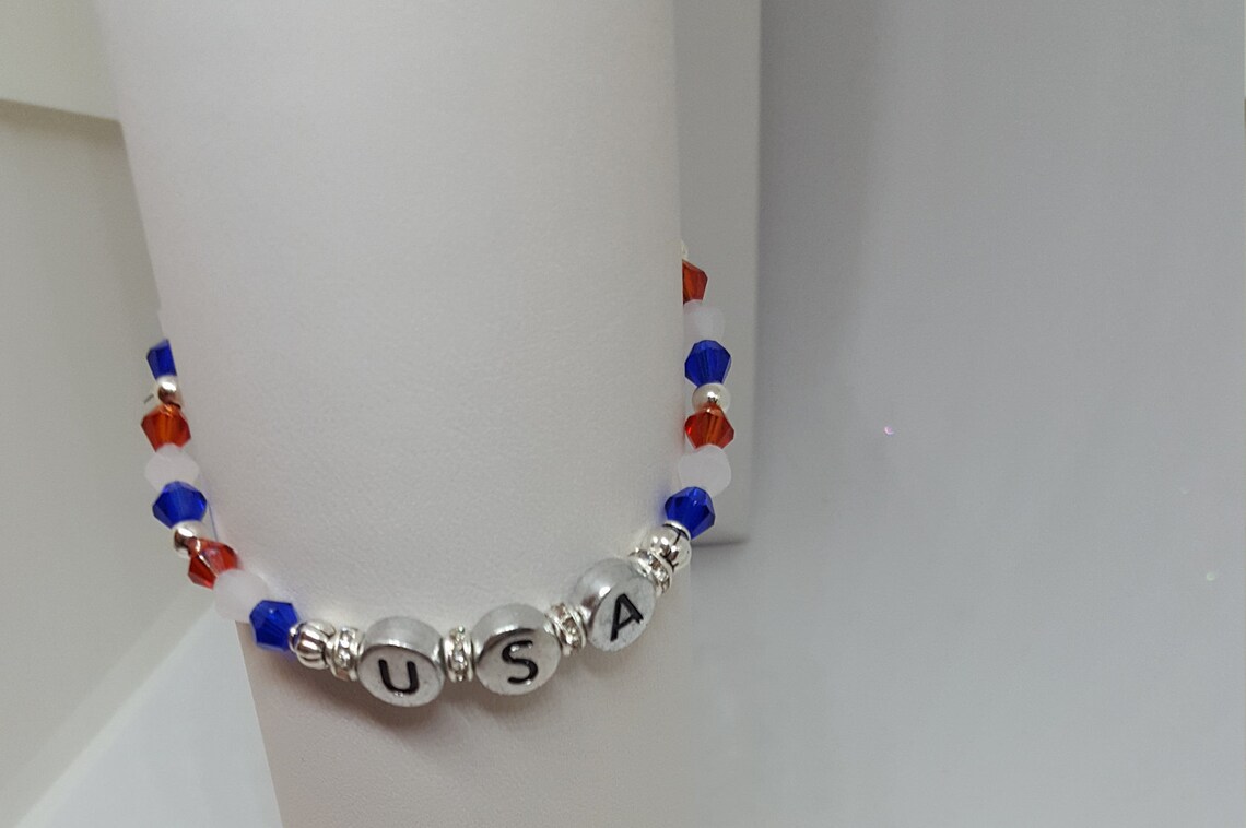 USA Bracelet Patriotic Jewelry - Etsy