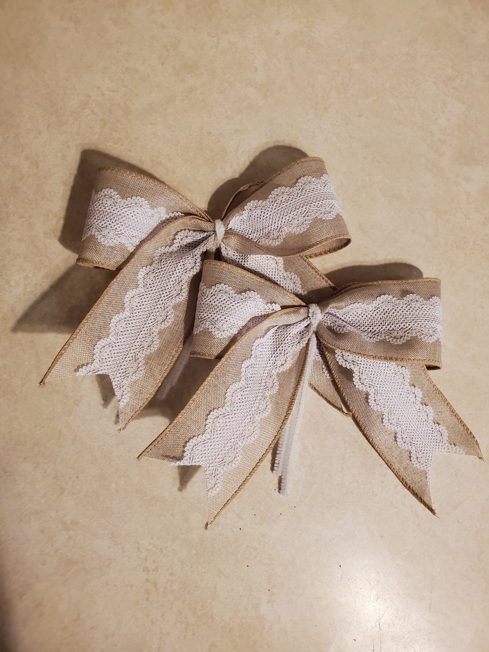 Burlap Lace Bow Set - Etsy